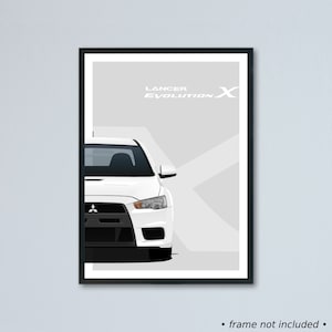 Mitsubishi Lancer Evolution X Illustration Printed on Matte White Paper ...