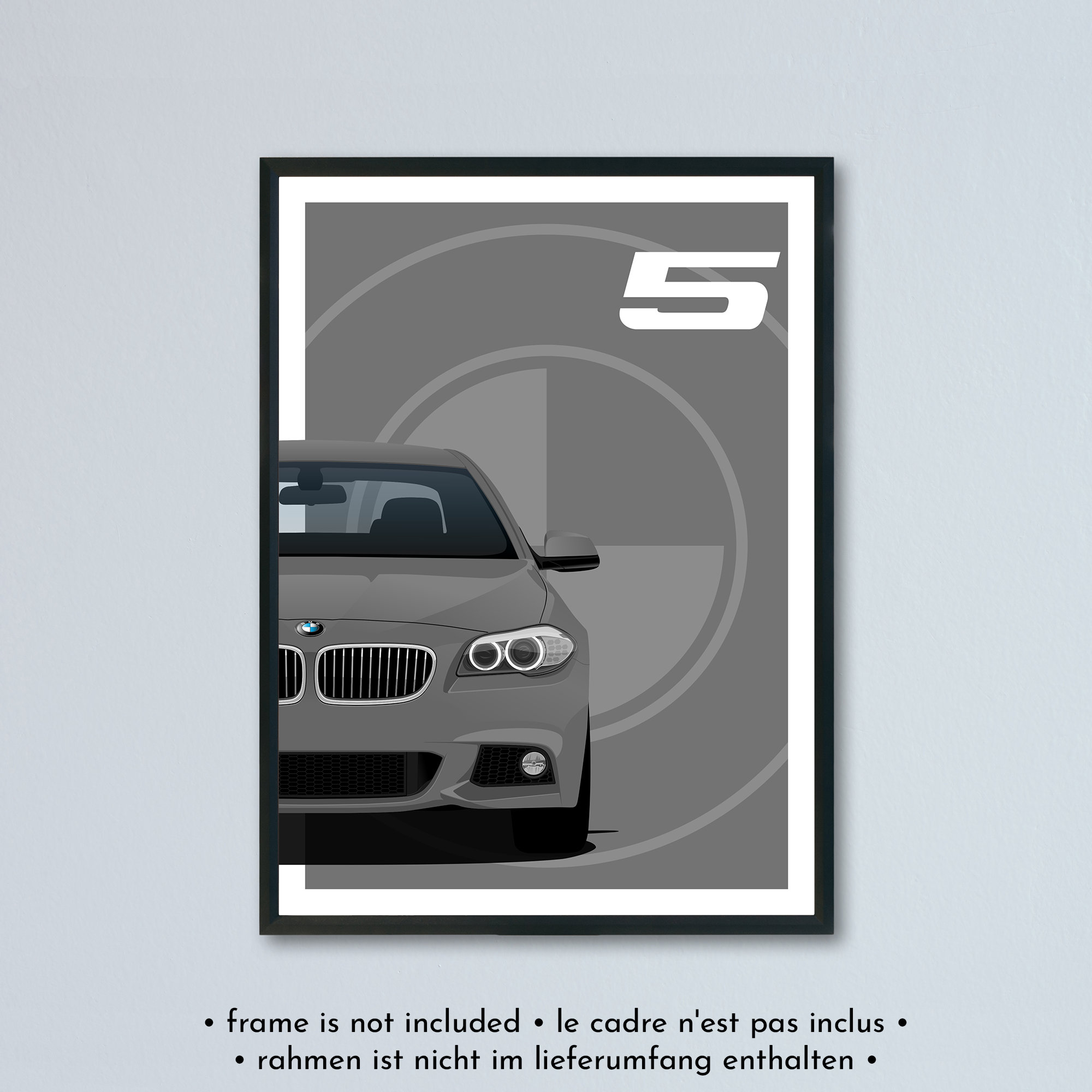 BMW 5-series M Sport & LCI F10 F11 Touring Illustration Printed on ...