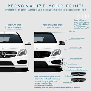 Mercedes A-class Amg-line W176 Illustration Printed on Matte White ...