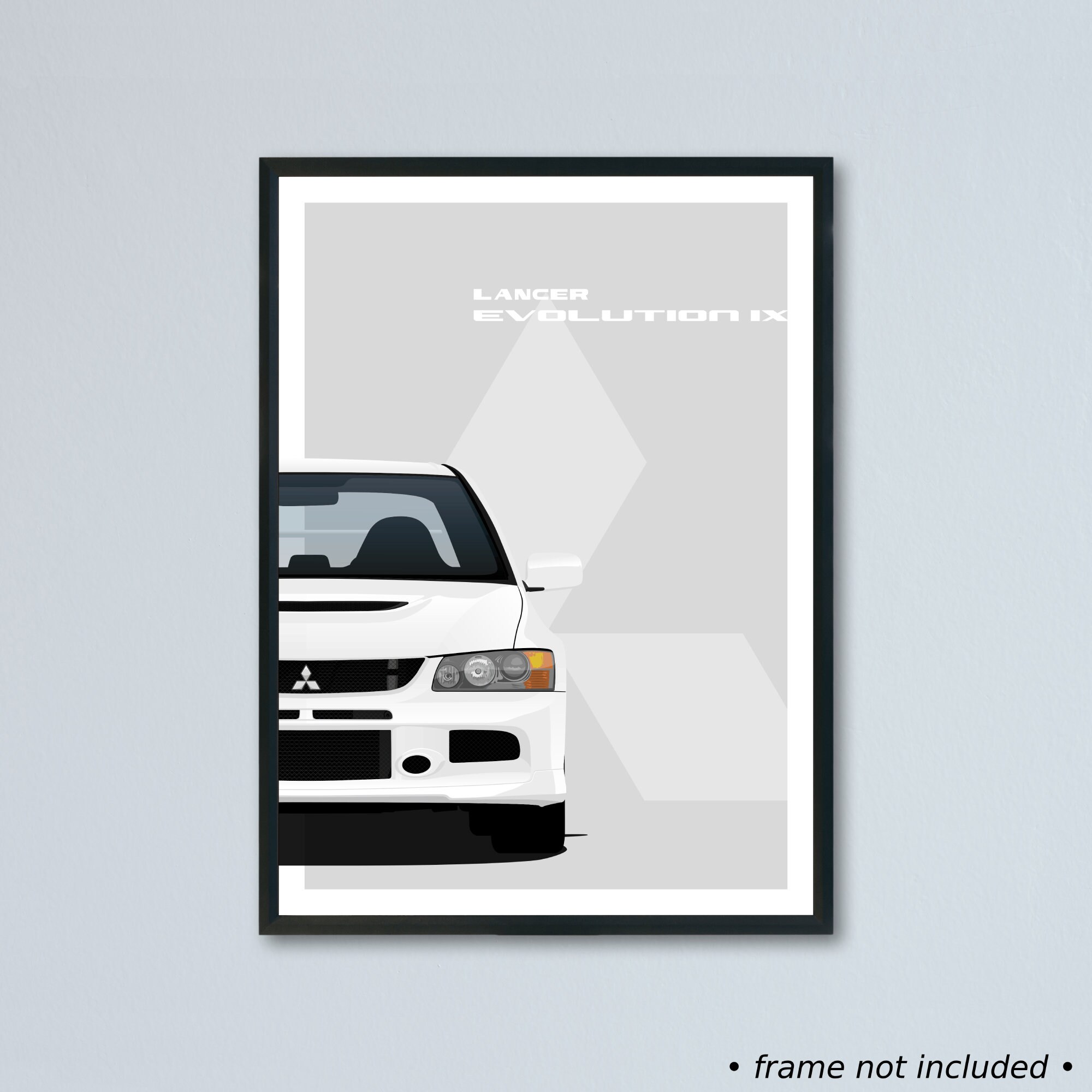 Mitsubishi Lancer Evolution IX Illustration Printed on Matte White ...