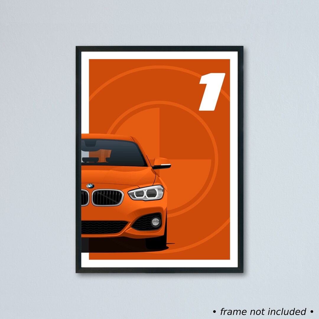 BMW 1-series M-sport F20 & F21 LCI Illustration Printed on Matte White ...