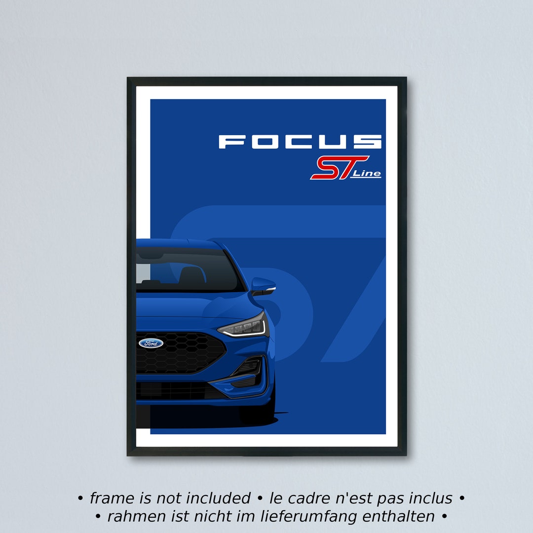Ford Focus St-line Facelift Mk4,5 Art Car Illustration Printed on Matte ...