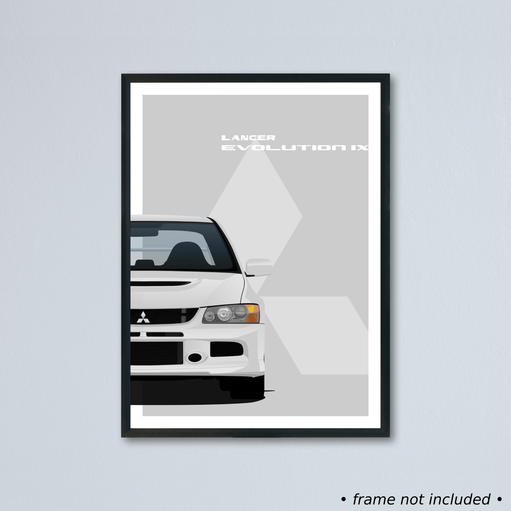 Mitsubishi Lancer Evolution IX Illustration Printed on Matte White ...
