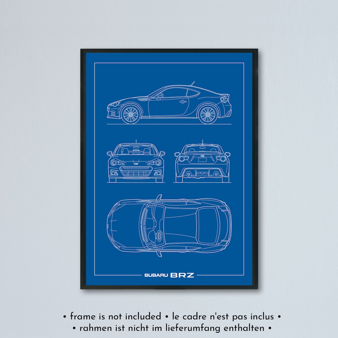 Subaru BRZ 2012 & 2017 Facelift Technical Illustration Printed on Matte ...