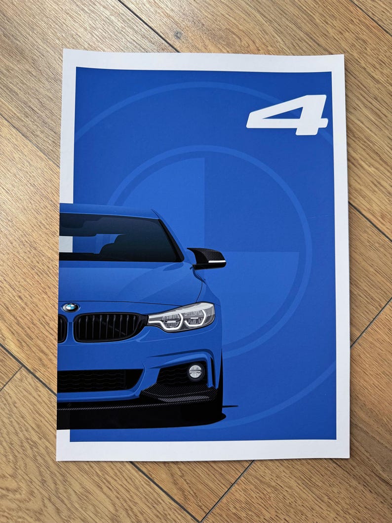 BMW 4-series M Sport F32 & F36 Gran Coupe + LCI Illustration Printed on ...