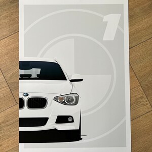 BMW 1-series M-sport F20 & F21 Illustration Printed on Matte White ...