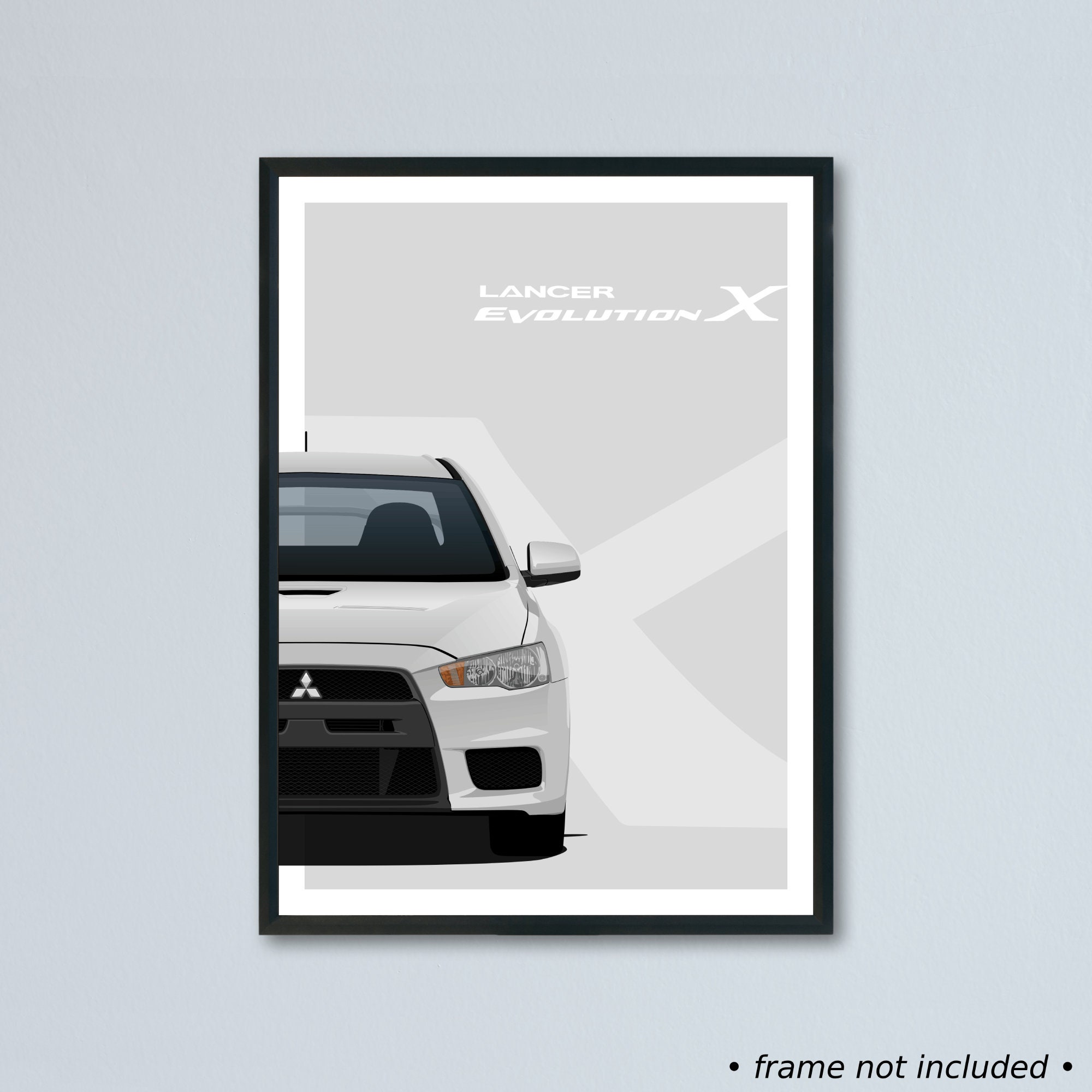 Mitsubishi Lancer Evolution X Illustration Printed on Matte White Paper ...
