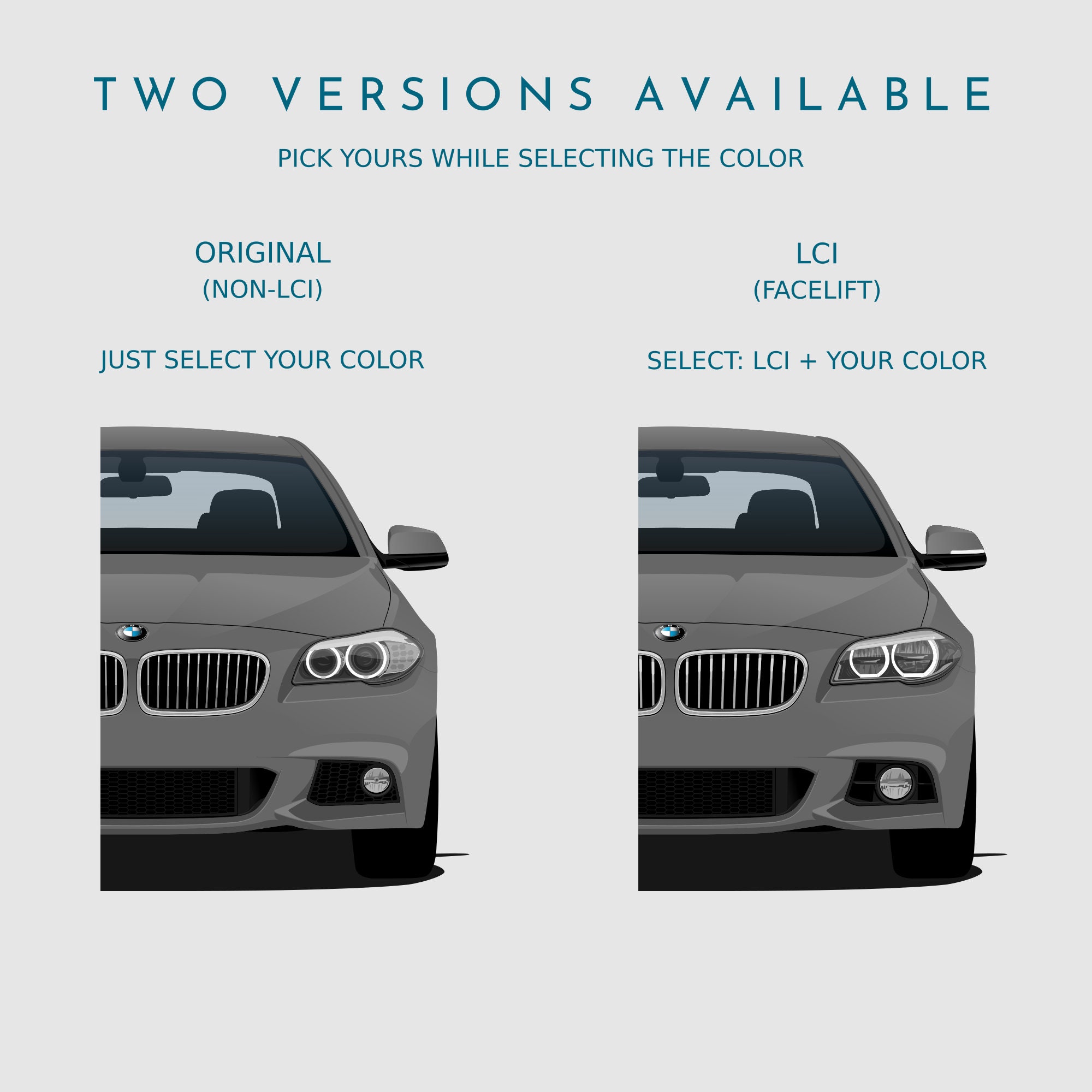 BMW 5-series M Sport & LCI F10 F11 Touring Illustration Printed on ...