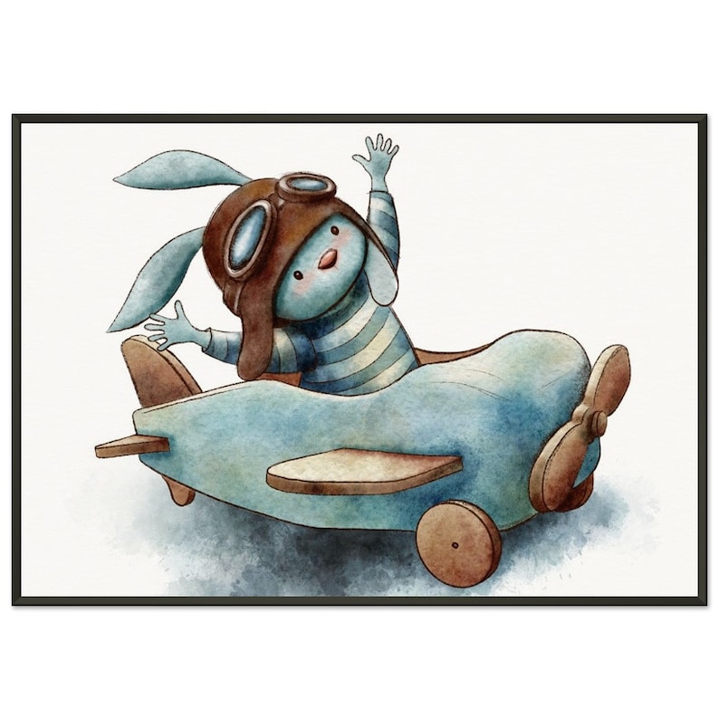 Watercolor Vintage Bunny Airplane Museum-quality Matte Paper Poster ...