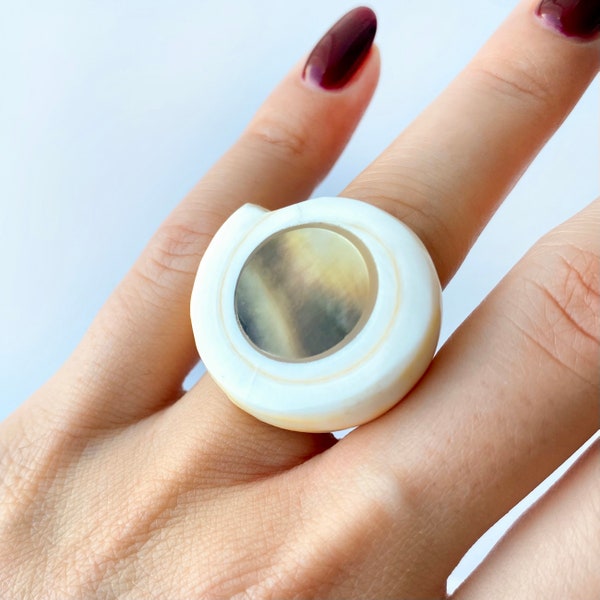 Carved Shell Ring - Etsy