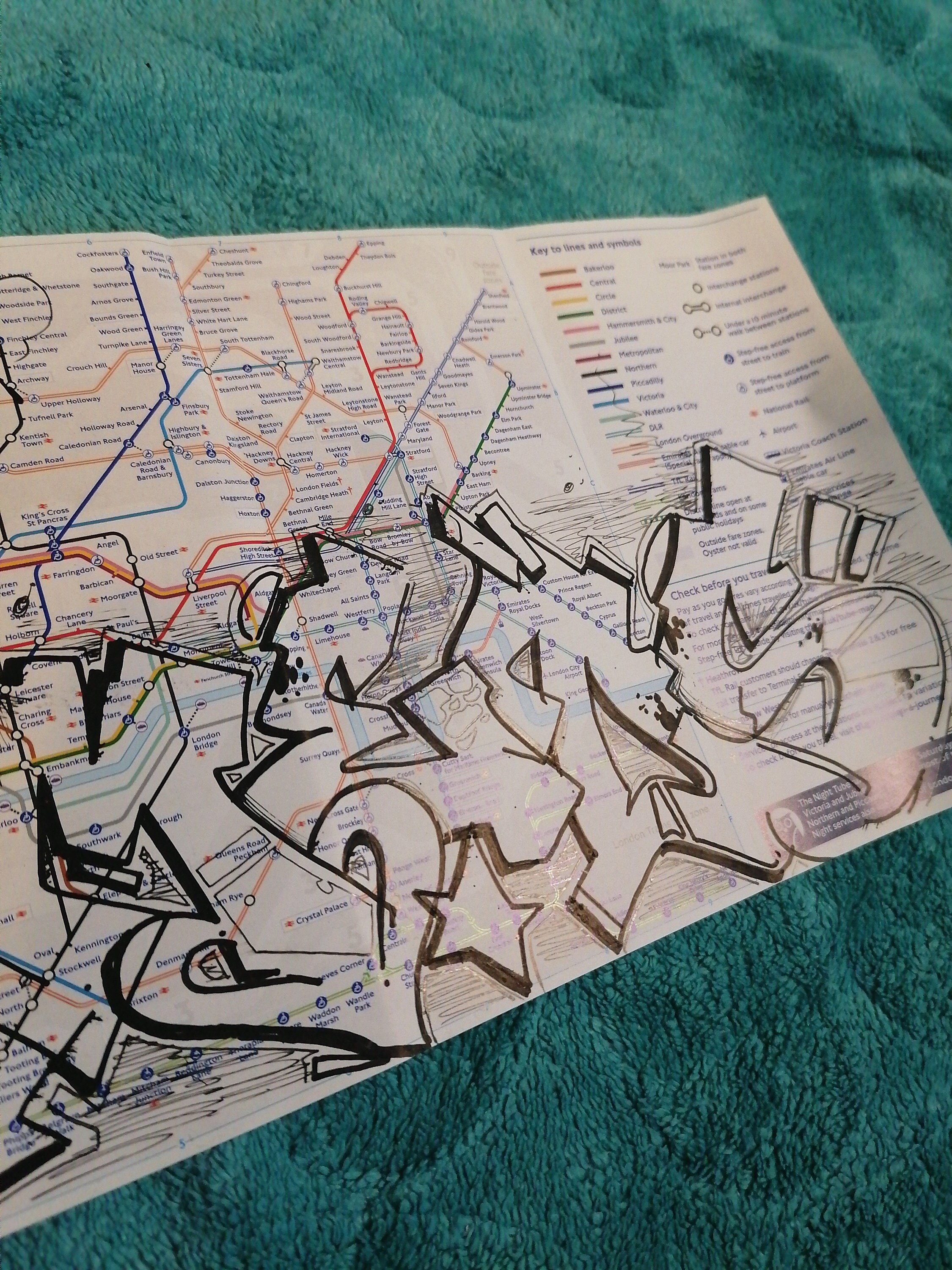 Original Graffiti Art On London Underground Tube Map Medz Team | Etsy