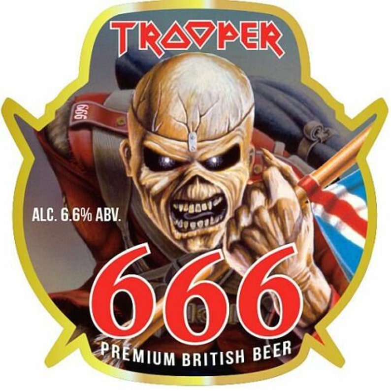 2 - Iron Maiden Trooper STICKER 666 Eddie Beer Labels Variations (self ...
