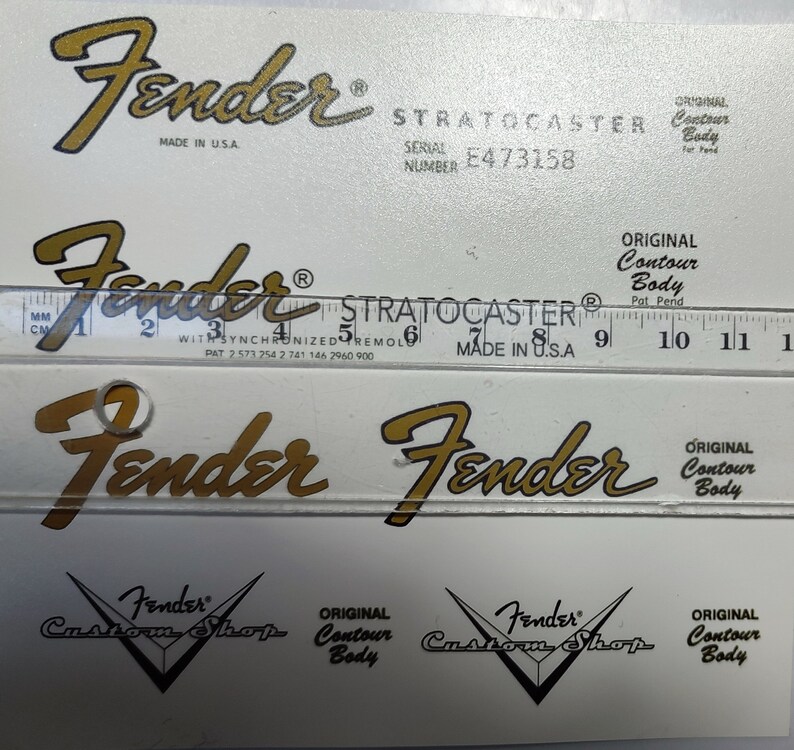 16 - Fend@r Stratoc@ster 3x Headstock Logo (waterslide Decal or Self ...