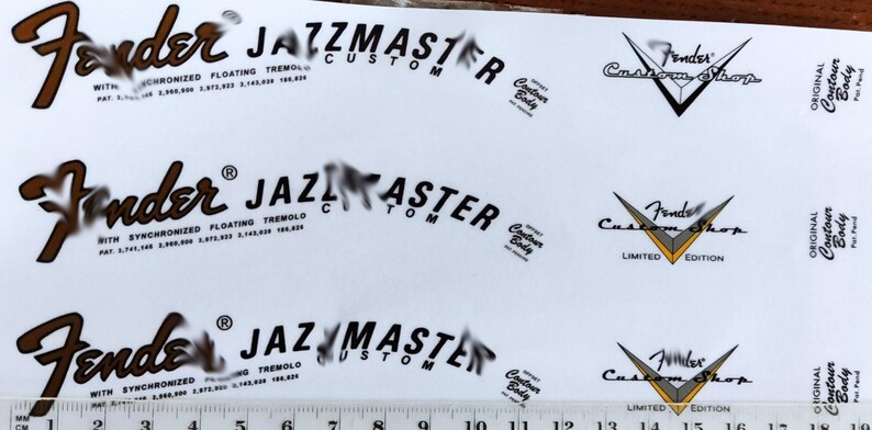 75 - Fend@r Jazzm@ster Headstock Logo (waterslide Decal or Self ...