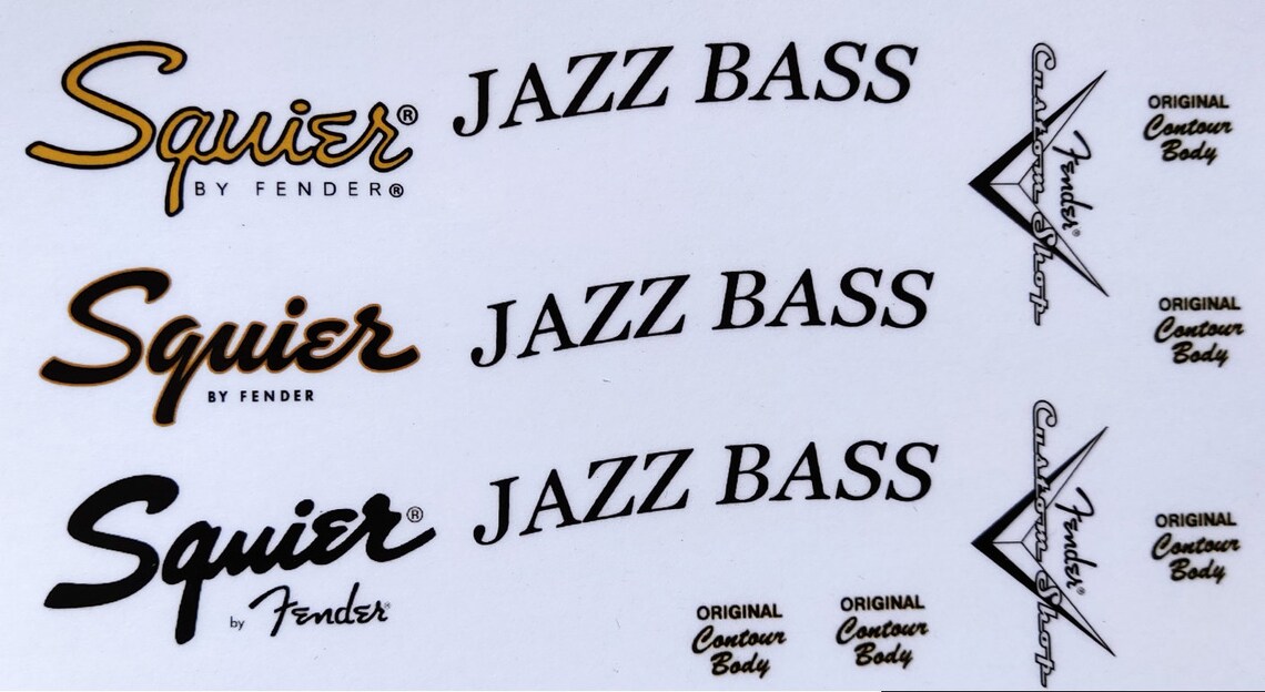 19 Squier Jazz Bass by Fender 3x Headstock LOGO STICKER soft | Etsy