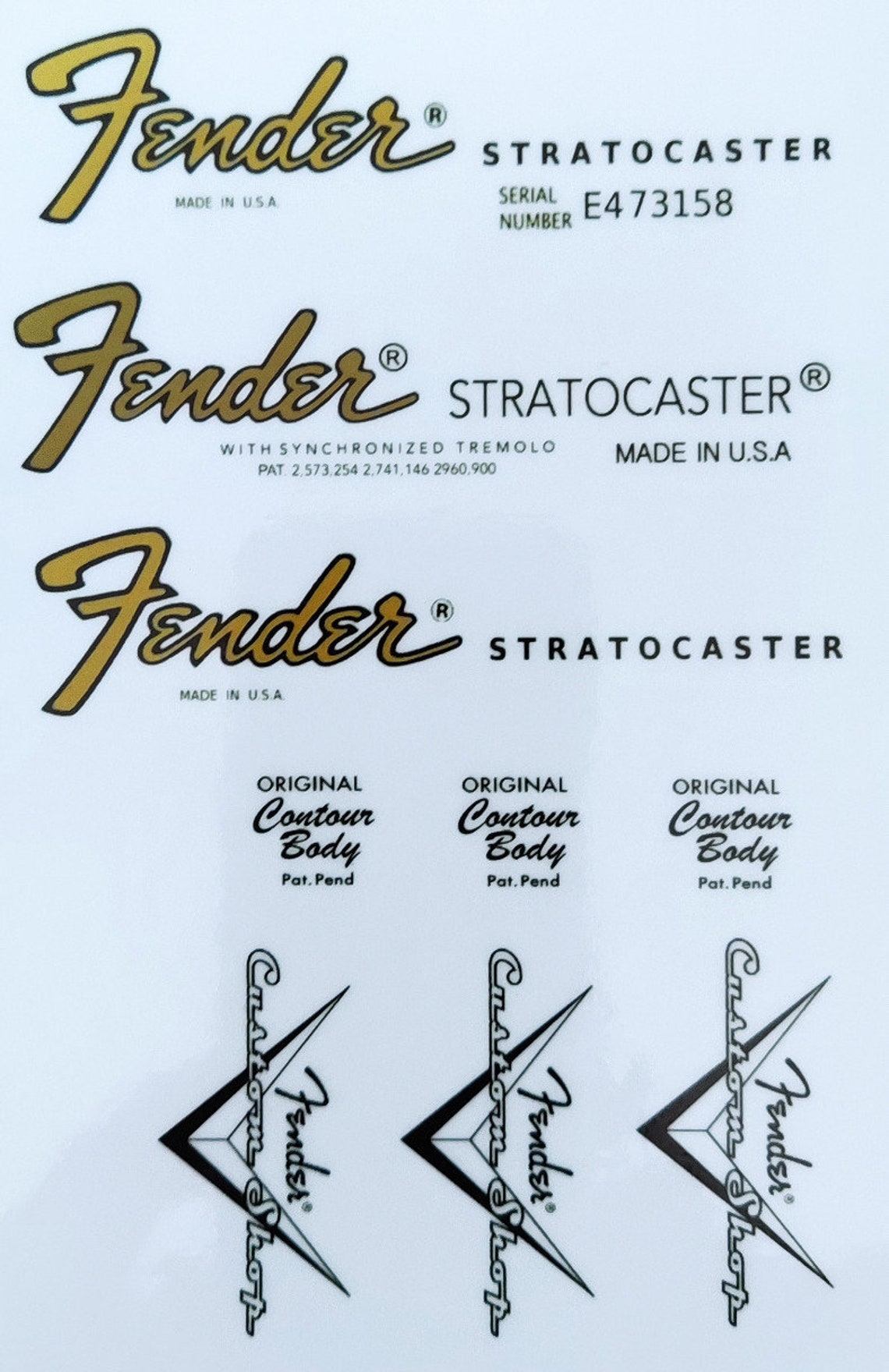 37 Fender Stratocaster Headstock Logo STICKER yL trio | Etsy