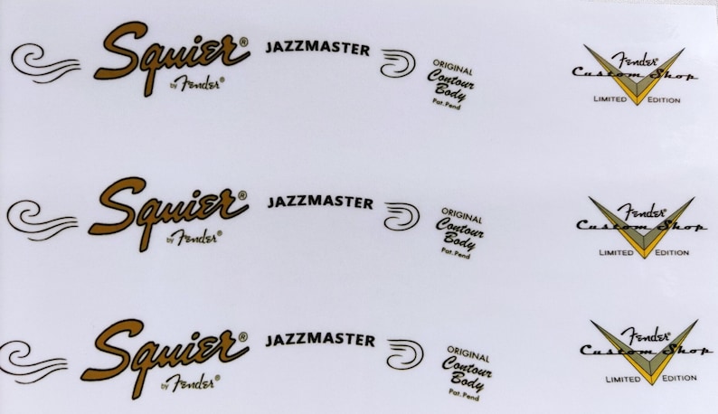 66 - Squi@r Jazzm@ster Headstock Logo (waterslide Decal or Self ...