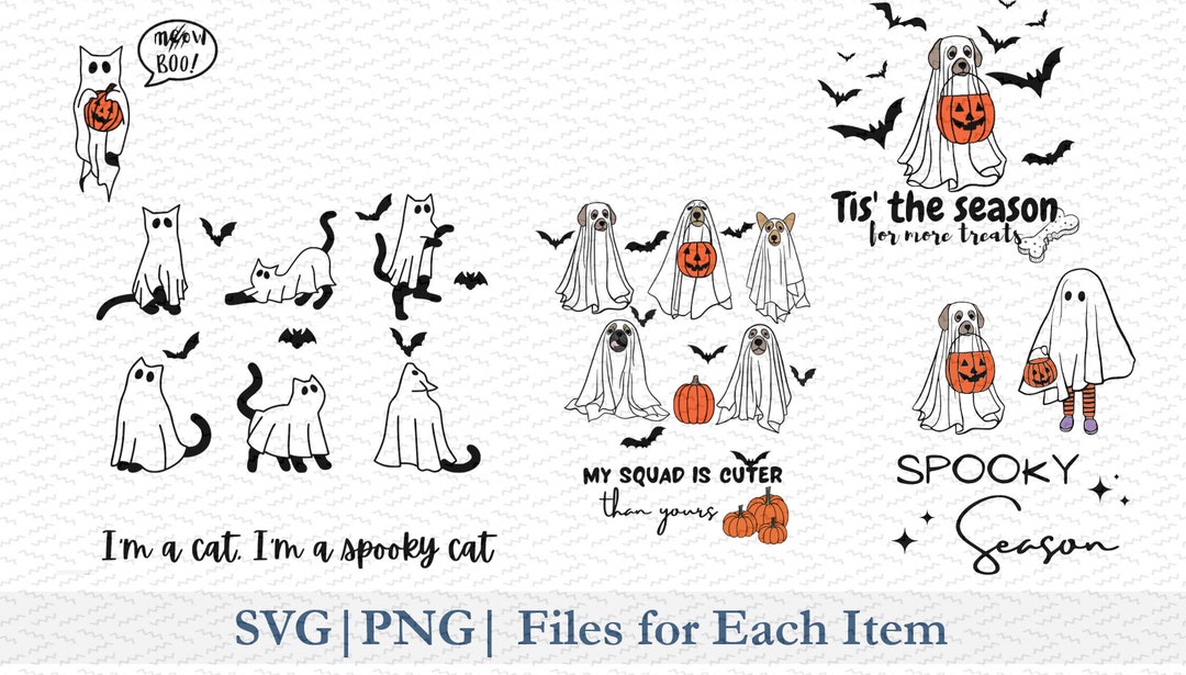 Boho || Cute Animal Ghosts || SVG || PNG || Cat || Dog - Etsy
