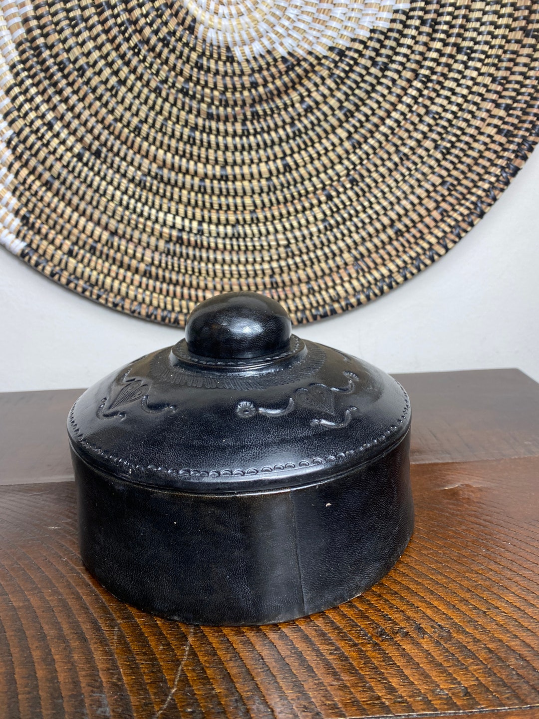 Handicraft Black Leather Jewelry Box: Tuareg Ethnic Decor, Made in Mali ...