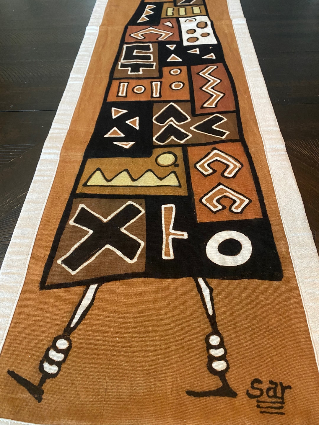 African Mudcloth Table Runner: Handmade Bogolan Fini, Mali Decor - Etsy