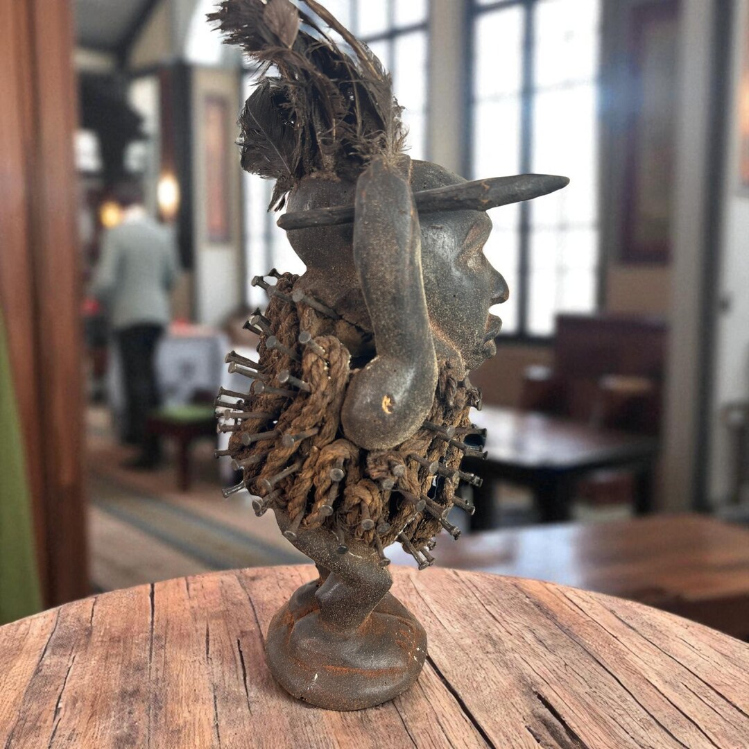 African Bakongo Nail Statue: Congo Power Figure Nkondi With Feathers - Etsy