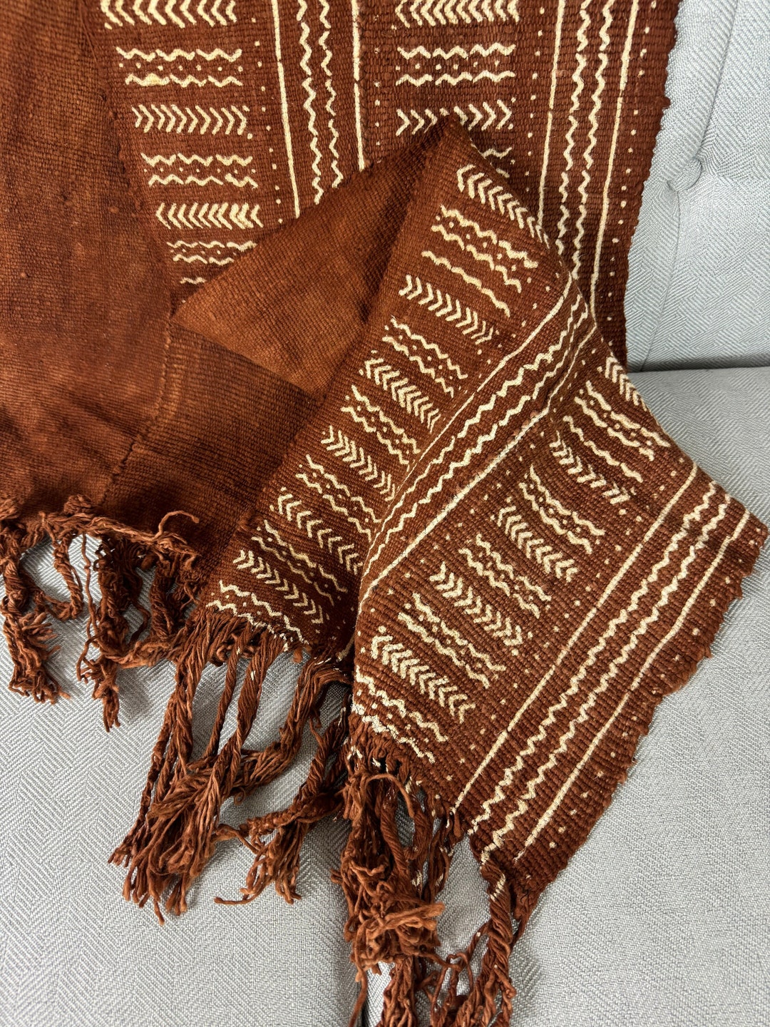 Brown African Mudcloth Scarf/bogolan Boho Rustic Scarf/unisex Handmade ...