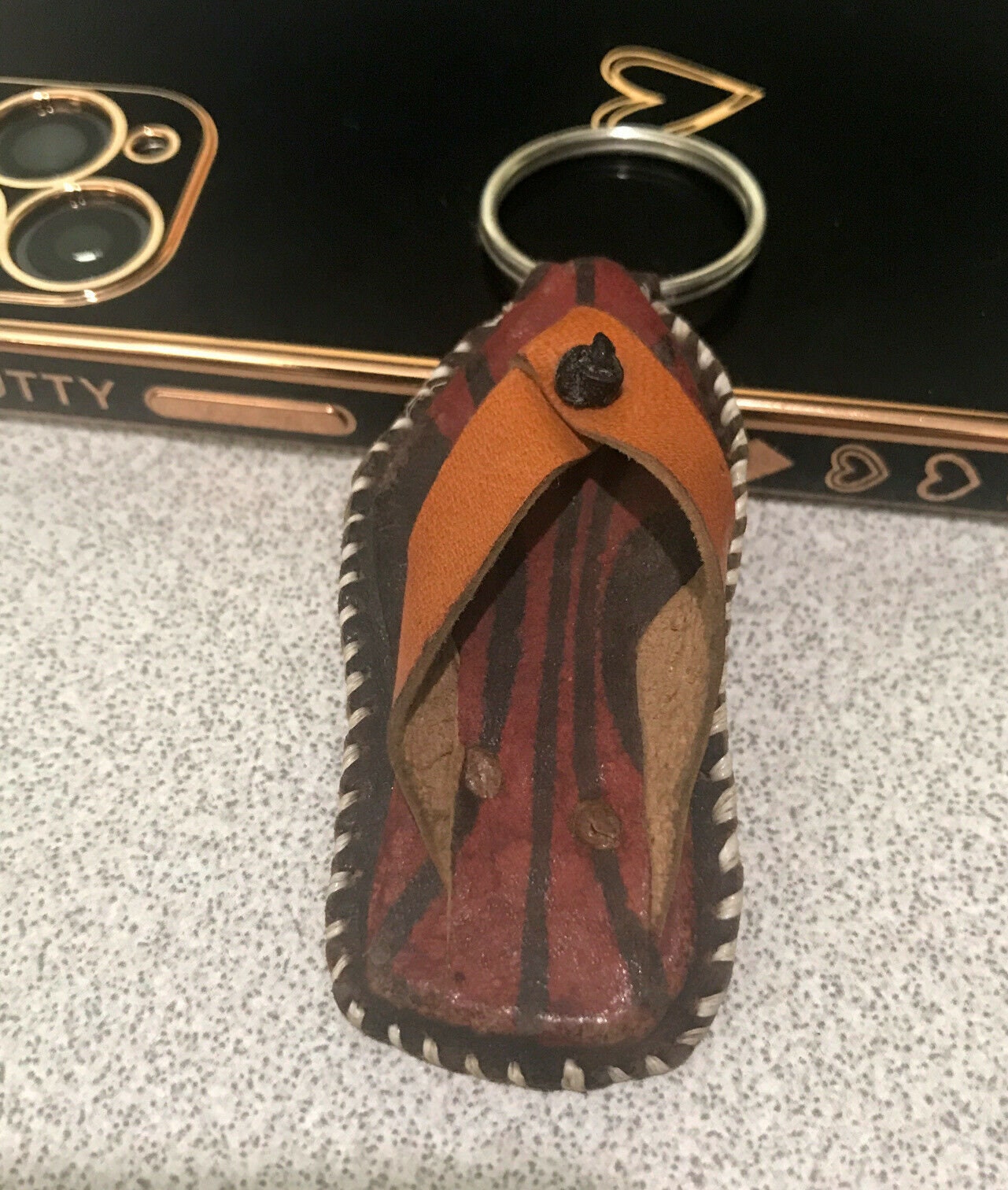 Brown Vintage Leather Shoe Keychain/tuareg Tribe/handmade Keychain Made ...