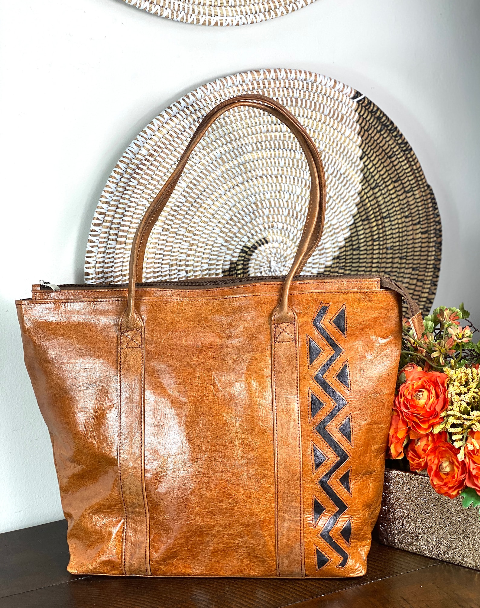 Handmade Lamb Leather Office Tote Bag: Large Shopper Handbag - Etsy