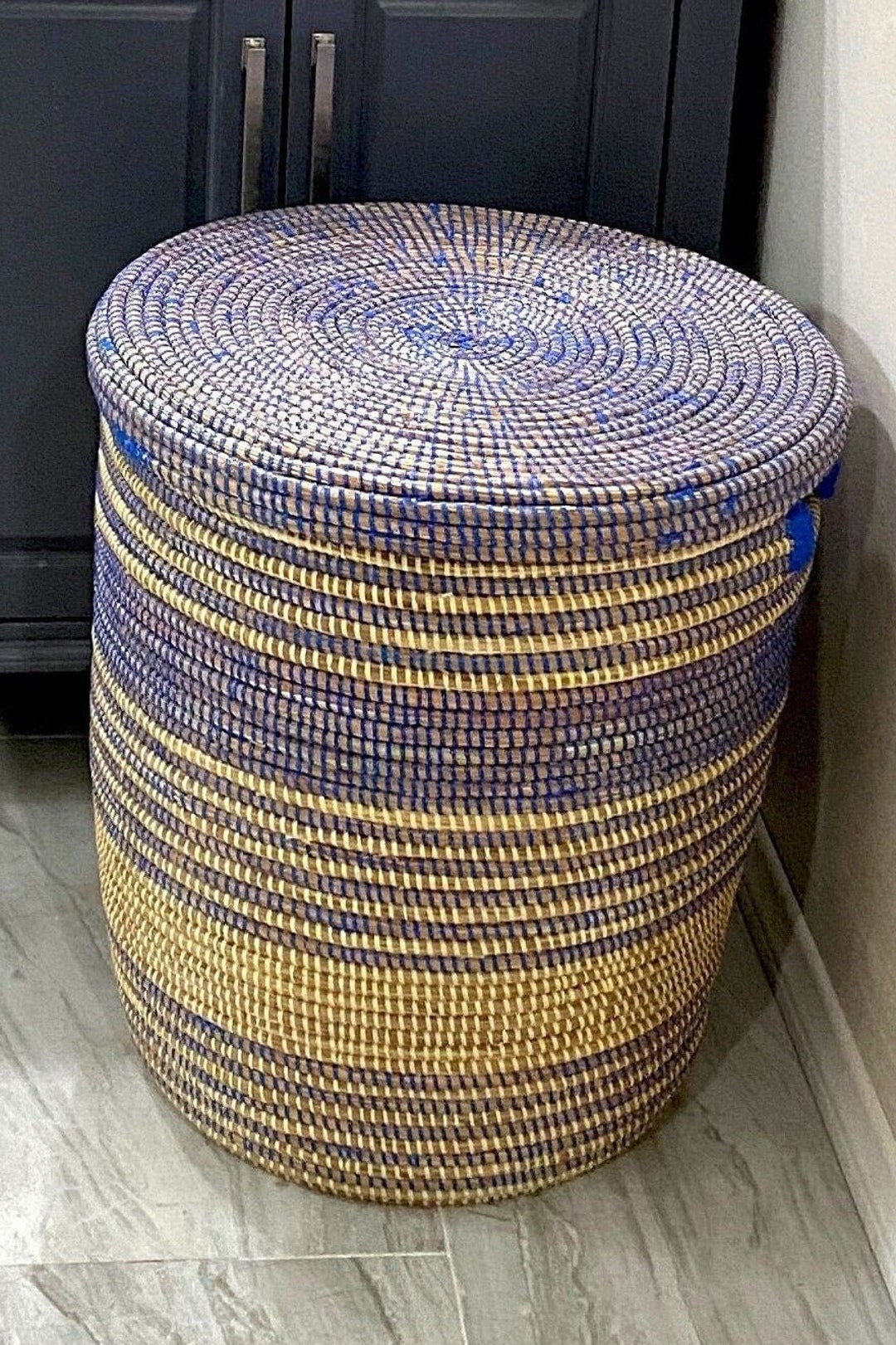 Wassa Jumbo Purple Senegal Storage Basket - Handmade Senegalese Unique ...