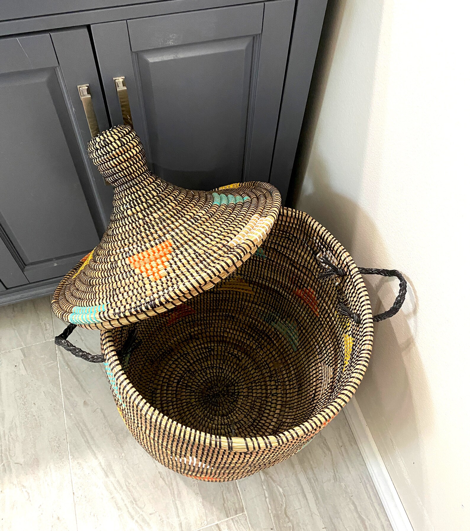 Alima Black Senegal Storage Basket – Natural - Handmade Senegalese ...