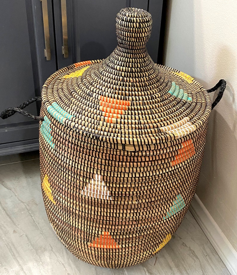 Alima Black Senegal Storage Basket – Natural - Handmade Senegalese ...