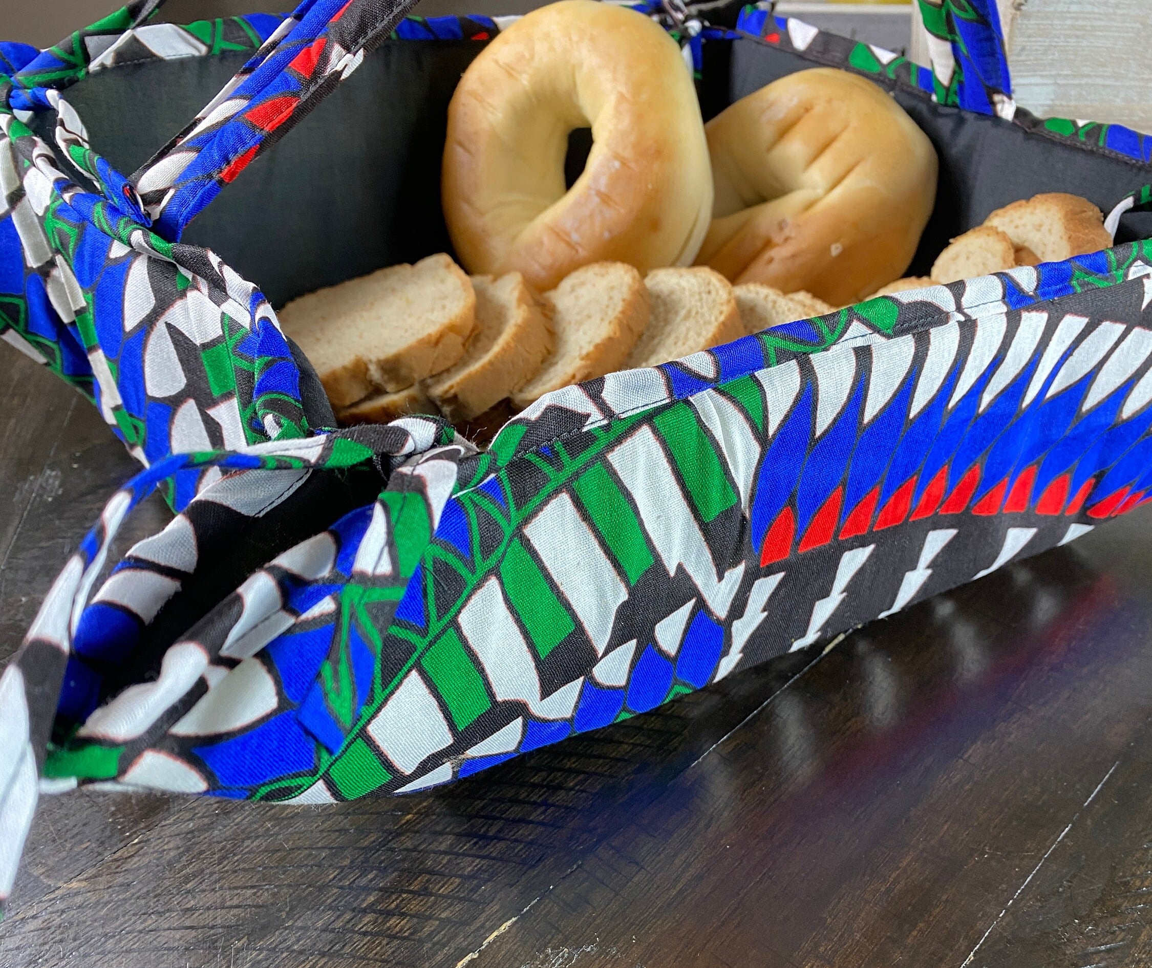 Handmade Ankara Fabric Bread Basket: African Table Decor (10" W X 4" L ...