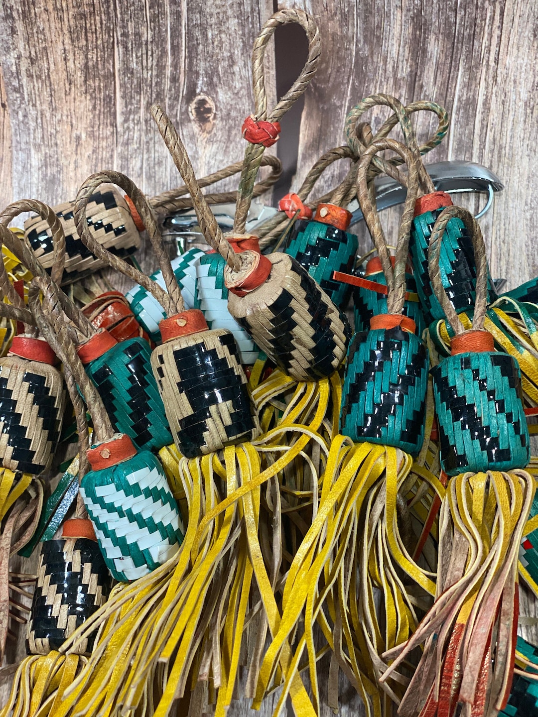 Tuareg Goat Leather Tassel| Leather Keychain| Leather Fringe| Striped ...