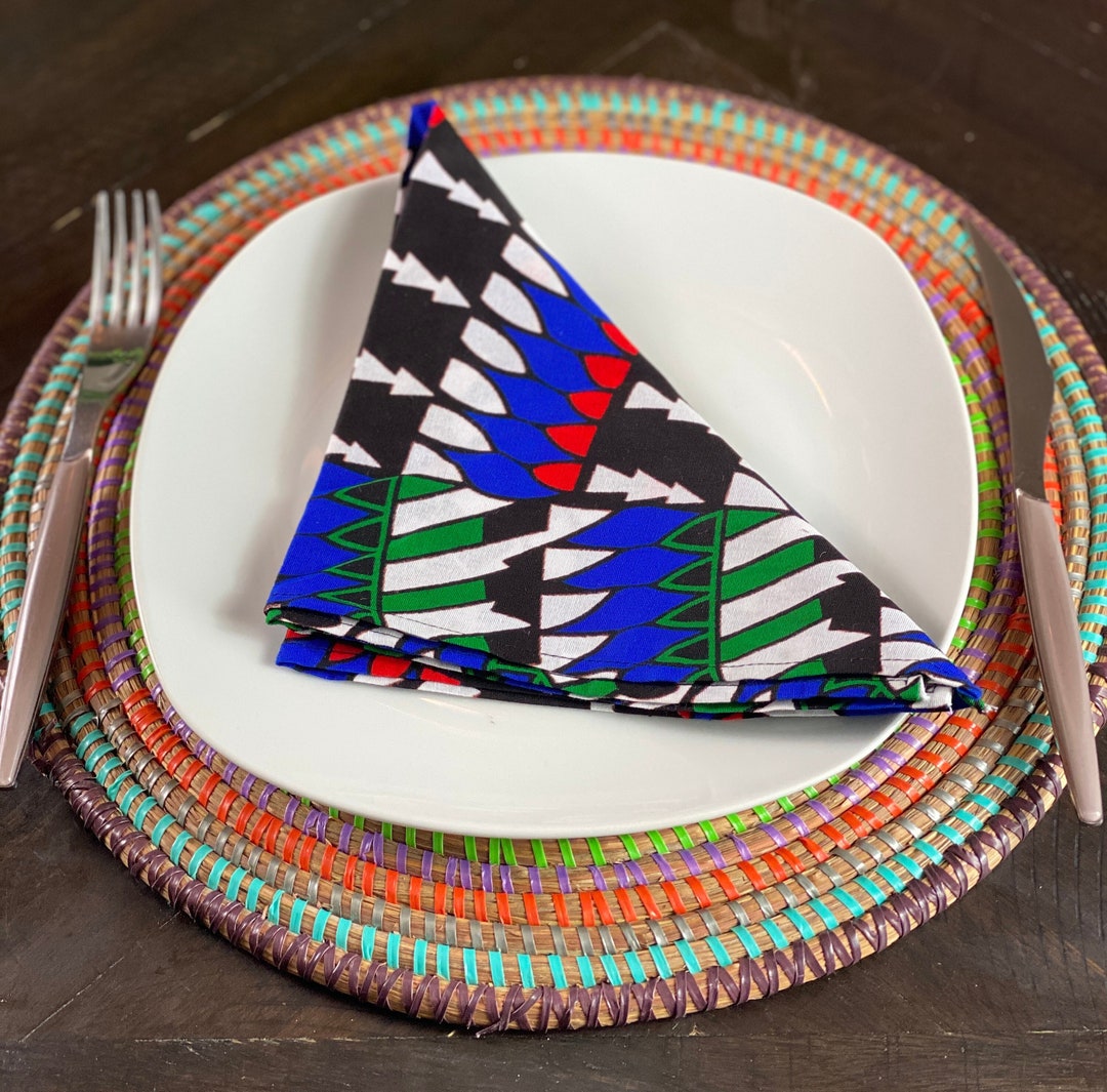 Blue Ankara Napkins: African Print Dining Decor, Set of 2 - Etsy