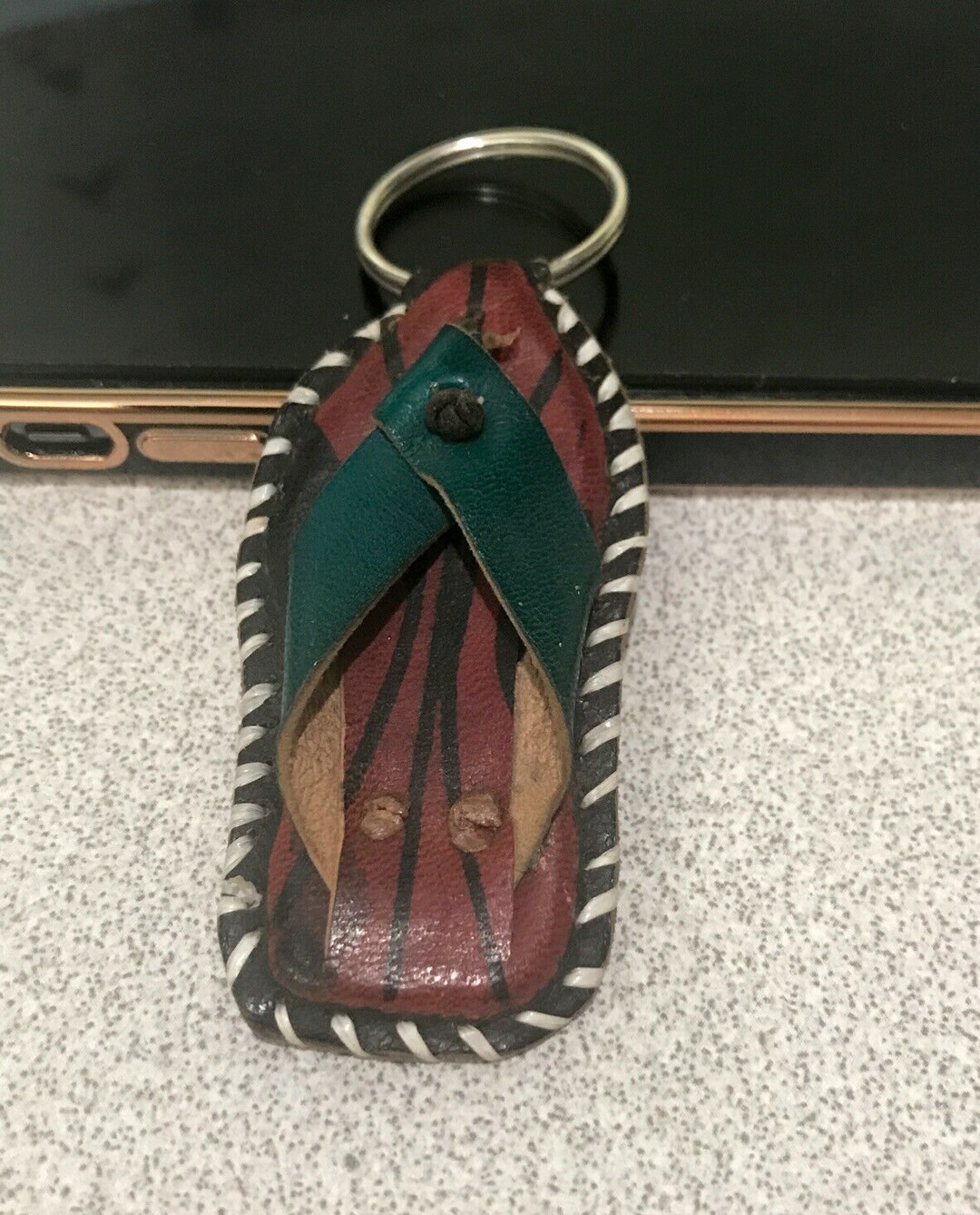 Green Vintage Leather Shoe Keychain/tuareg Tribe/handmade Keychain Made ...