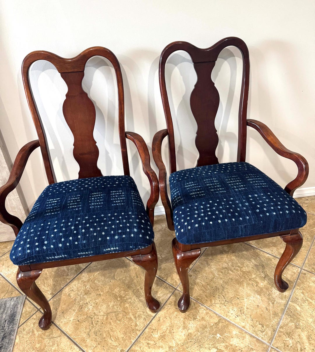 African Blue Vintage Indigo Accent Chair Antique Hand Carved Wooden ...