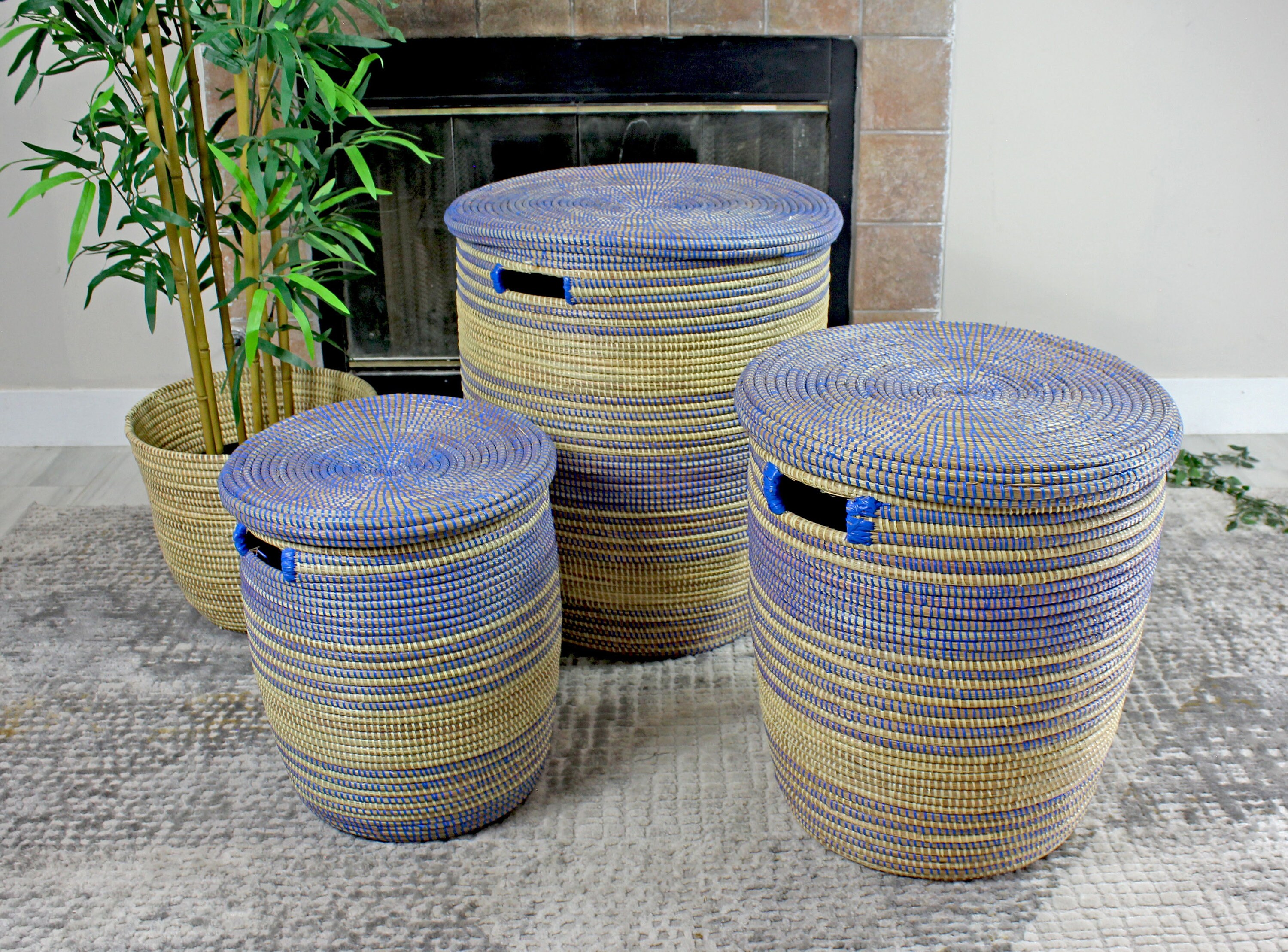 Wassa Jumbo Purple Senegal Storage Basket Handmade Senegalese Unique ...