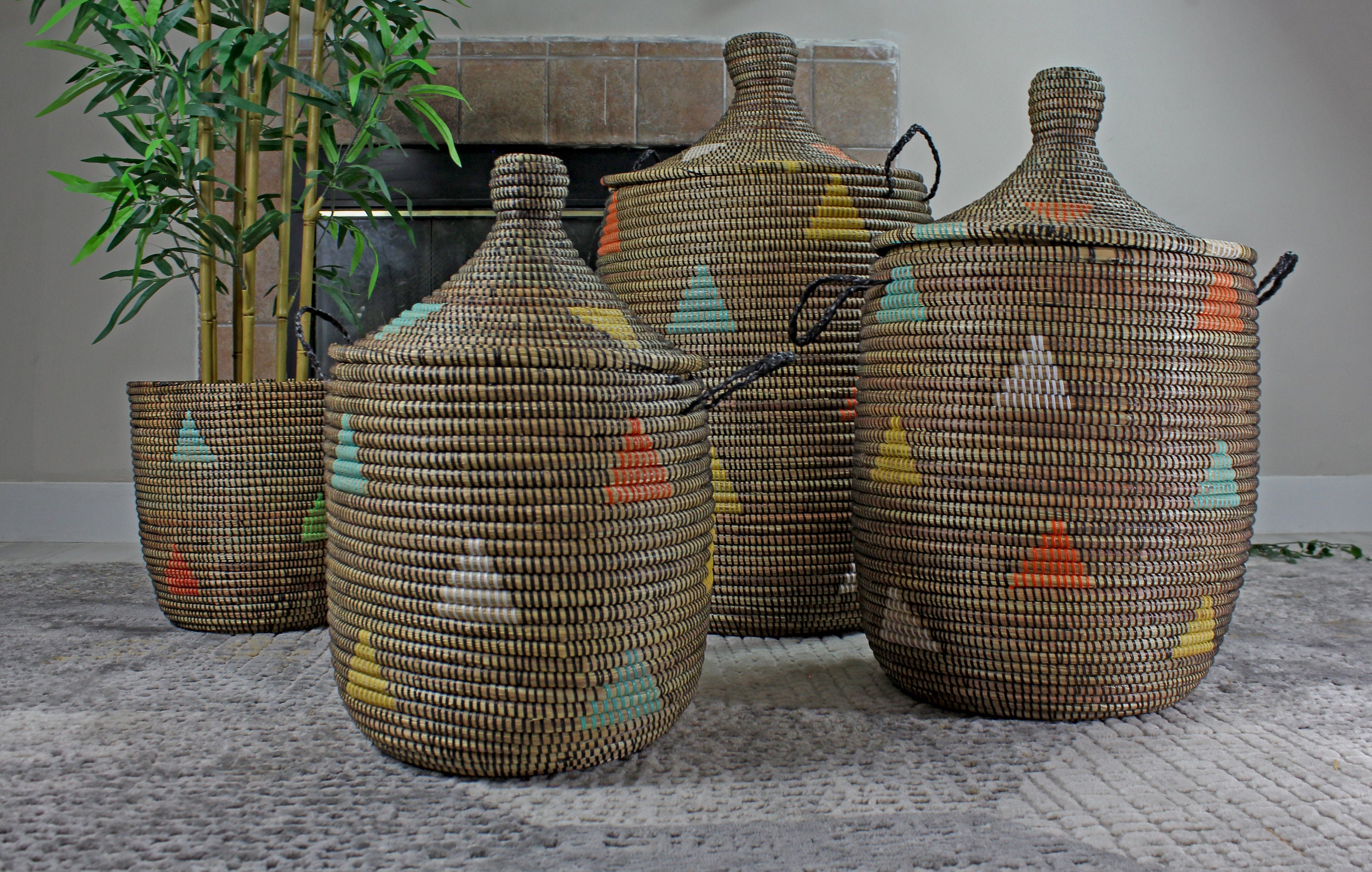 Alima Black Senegal Storage Basket Handmade Senegalese Unique ...