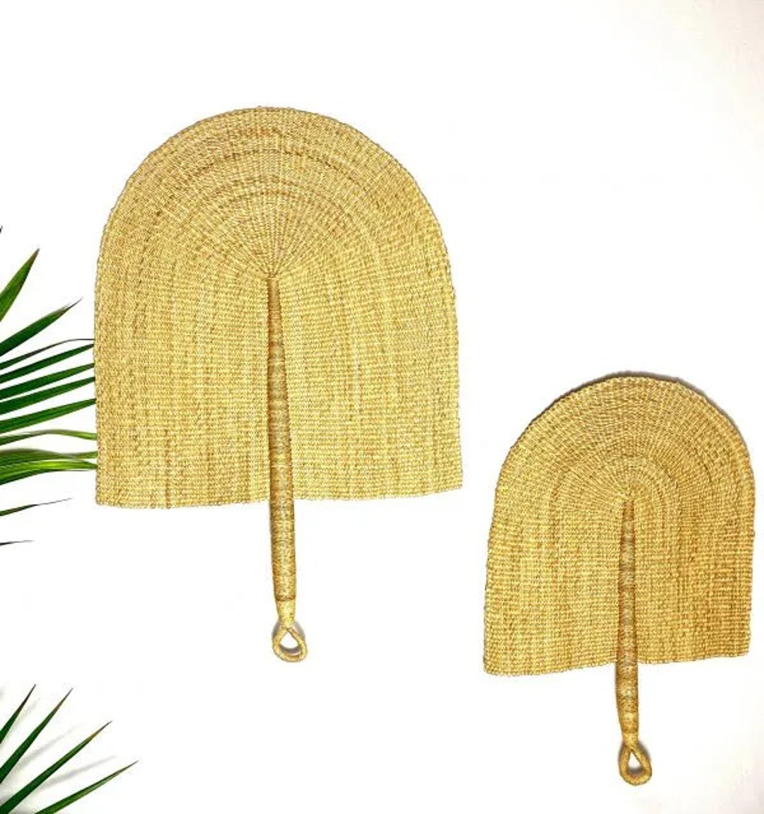Handwoven African Fan: Boho Wall Decor, Natural Elephant Grass - Etsy