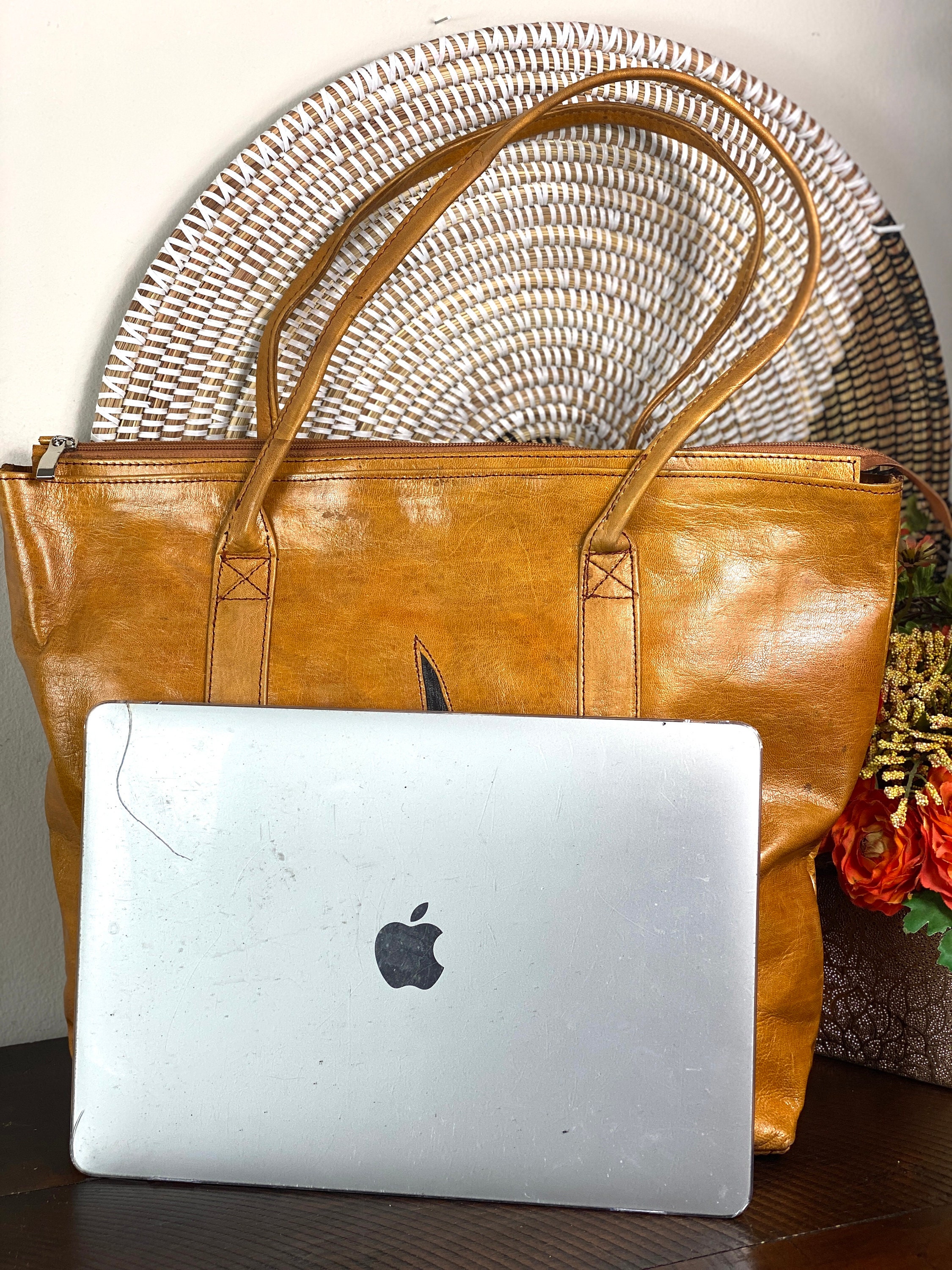 Black Large Office Tote Bag Handmade Leather Shopper Bag - Etsy