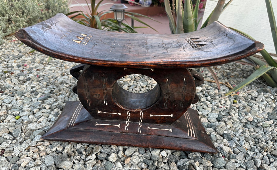 Ashanti Ghana Stool, Vintage Ceremonial Handcarved African Stool ...