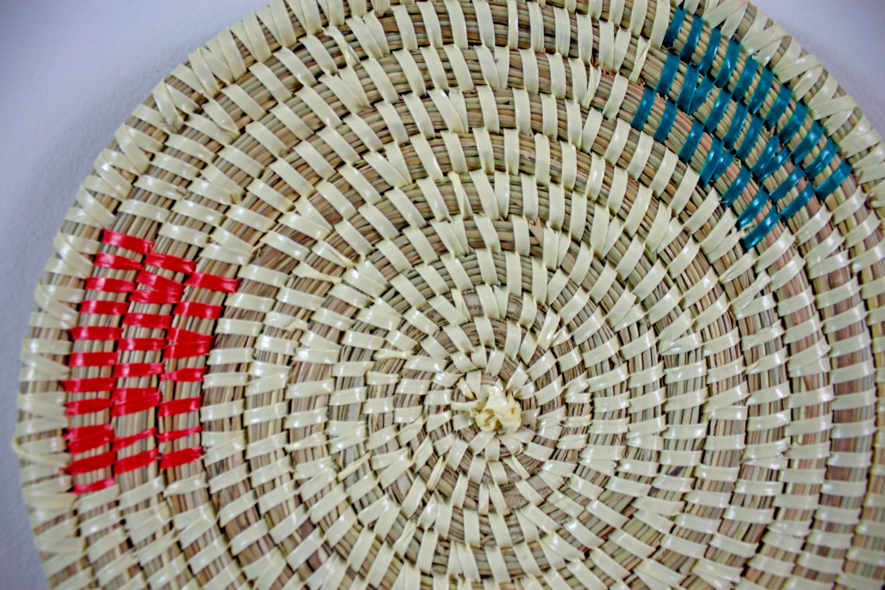 Beige & Color African Senegal Woven Round Pad for Wall Decor Set of 6 ...