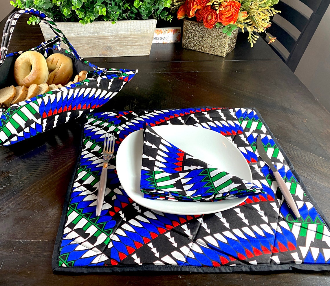 Handmade Ankara Fabric Bread Basket: African Table Decor (10" W X 4" L ...