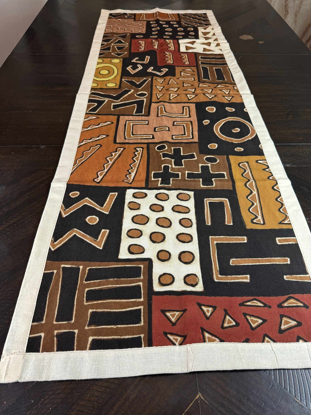 Multicolors African Mudcloth Table Runner, Mali Boho Home Wall Decor ...