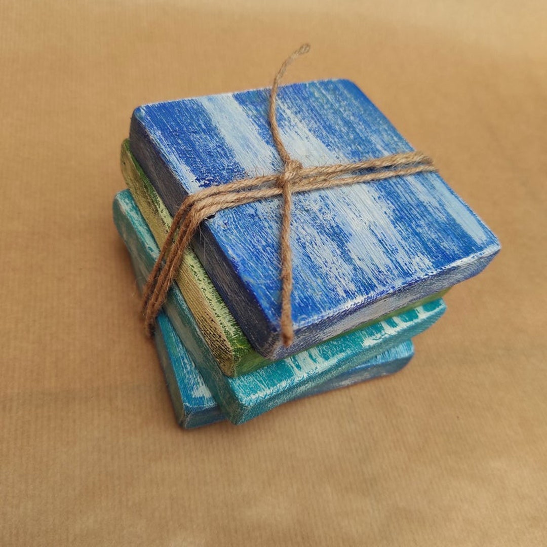 Coasters Set From Recycled Wood , Vintage Style Coasters, Drink ...