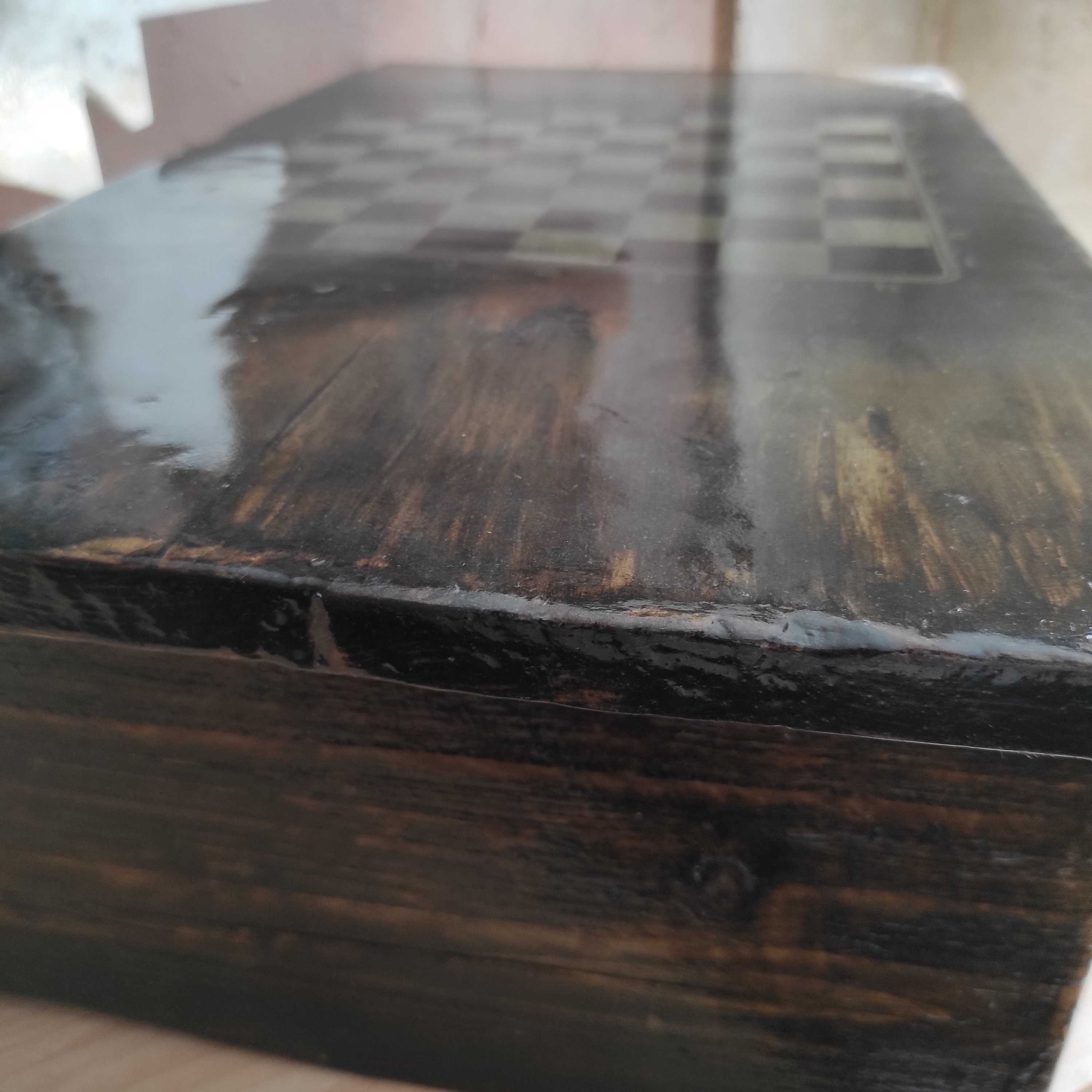 Wood Chess Board Chess Small Table Wood Rustic Farmhouse - Etsy