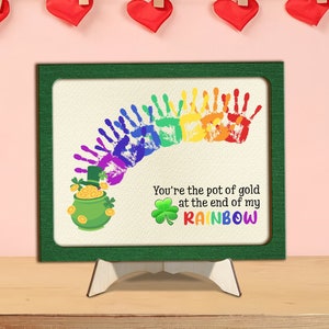 Rainbow & Pot of Gold Handprint Sign Art Craft Kids Baby Toddler Craft ...