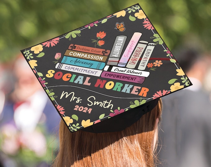 Custom Social Worker Graduation Cap Topper, Personalized Grad Cap ...