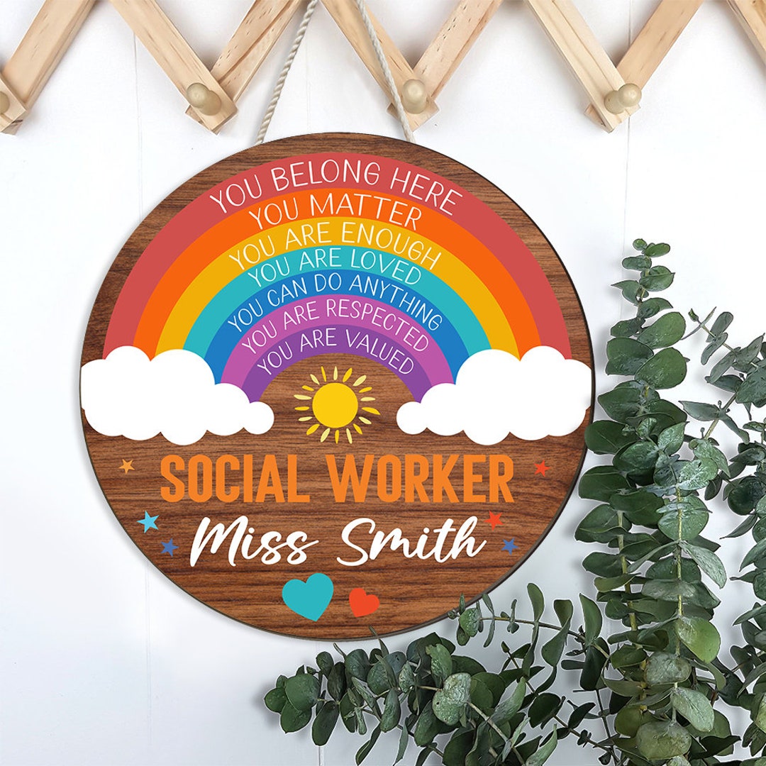 Personalized Social Worker Welcome Sign, School Social Worker Office ...