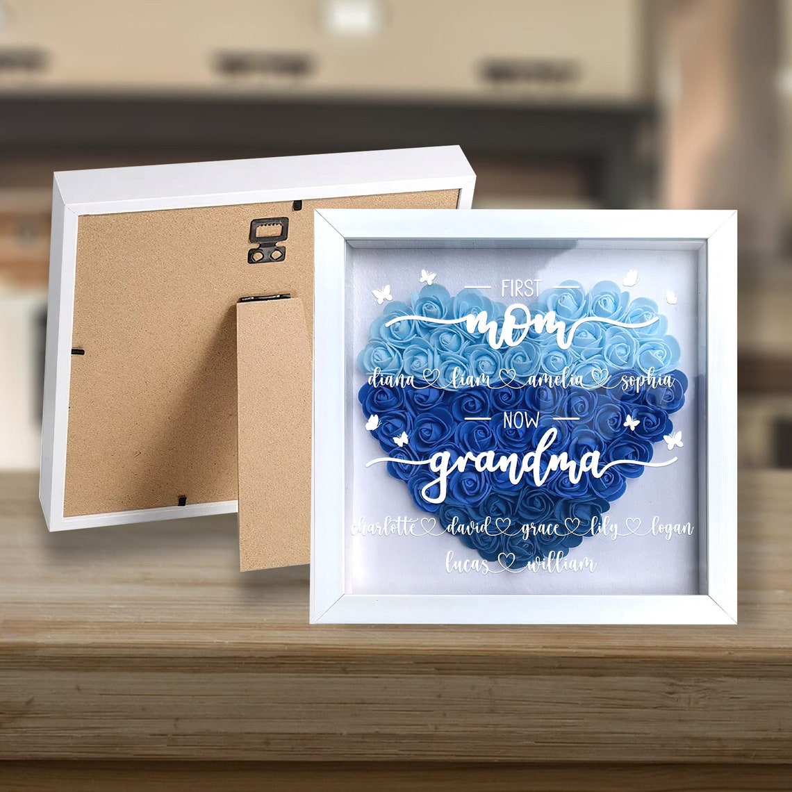 Personalized First Mom Now Grandma Flower Shadow Box, Custom Flower ...